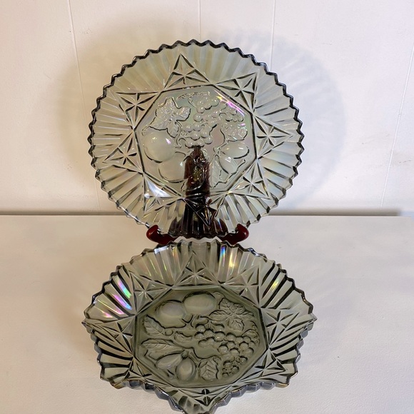 Dining | Carnival Vintage Large Glass Plate And Bowlcollectible | Poshmark